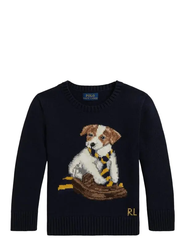Polo Ralph Lauren Dog Motif Knit Sweater - Black