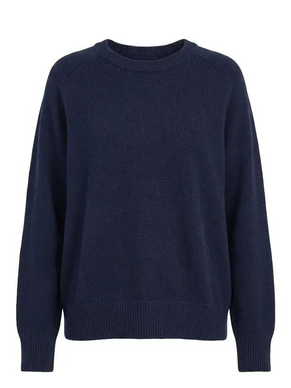 Soft Goat Round Neck Fine Knit Sweater - Black