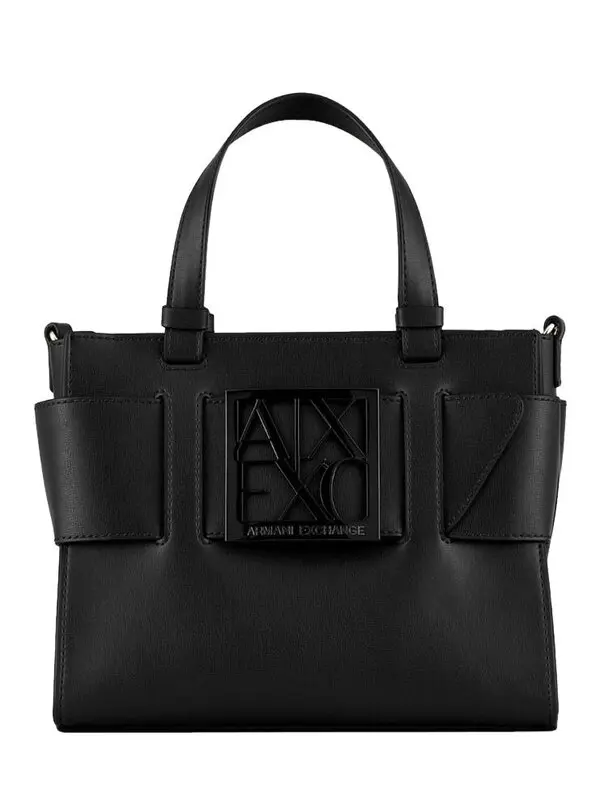 Armani Exchange Logo Structured Tote - Black