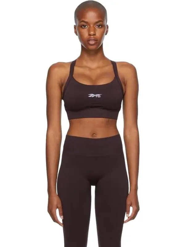 REEBOK Jacquard-logo Sports Bra - Black