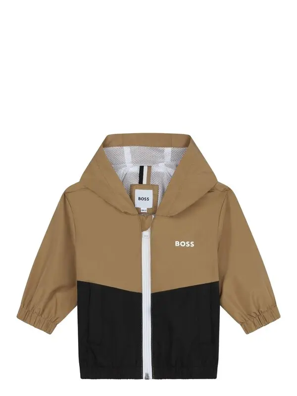 Hugo Boss Logo-print Hooded Windbreaker - Brown