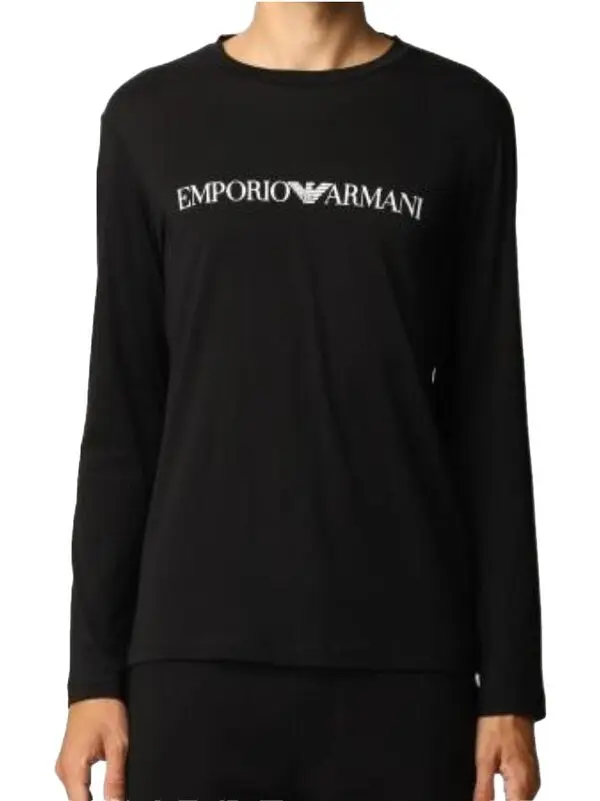 Emporio Armani Logo Printed Crewneck T-shirt - Black