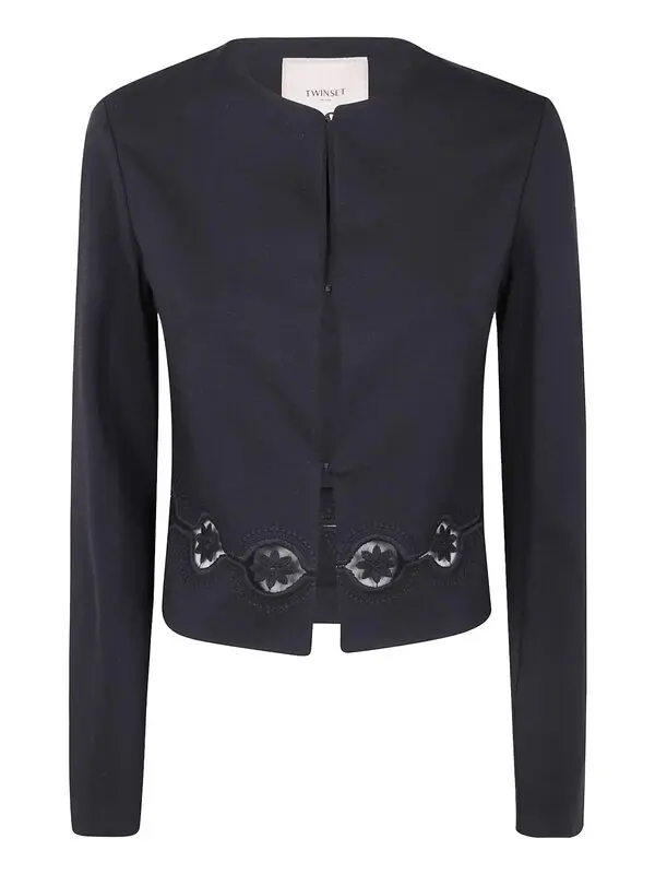 TWINSET Embroidered Cropped Jacket - Black