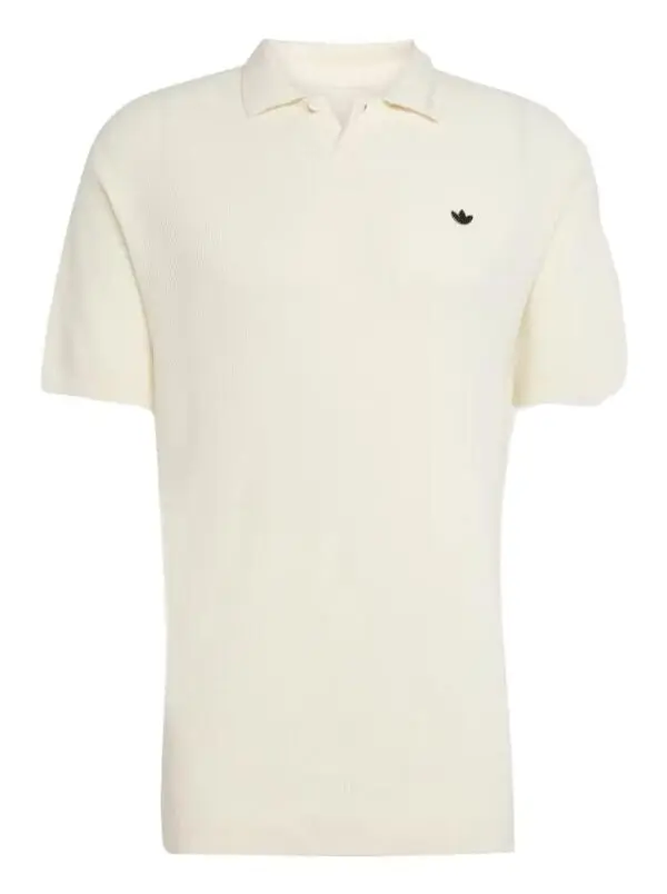 ADIDAS ORIGINALS Logo-plaque Polo Shirt - Ivory