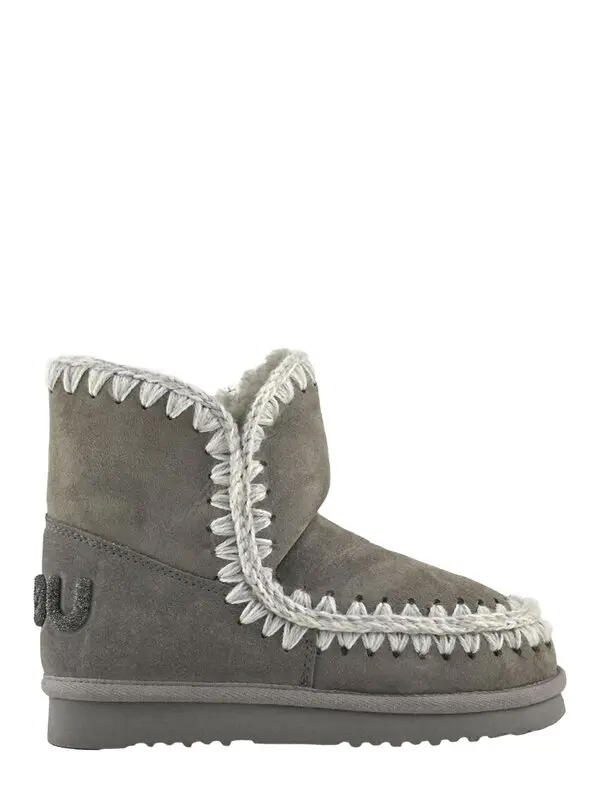 Mou Crochet-detail Sheepskin Boots - Gray