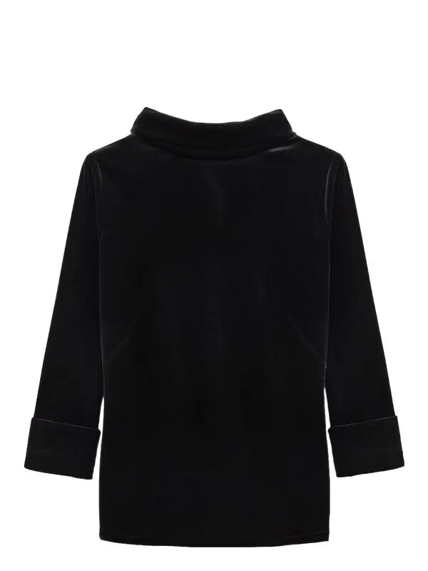 Dorothee Schumacher Velvet Turtleneck Top With Three-quarter Sleeves - Black