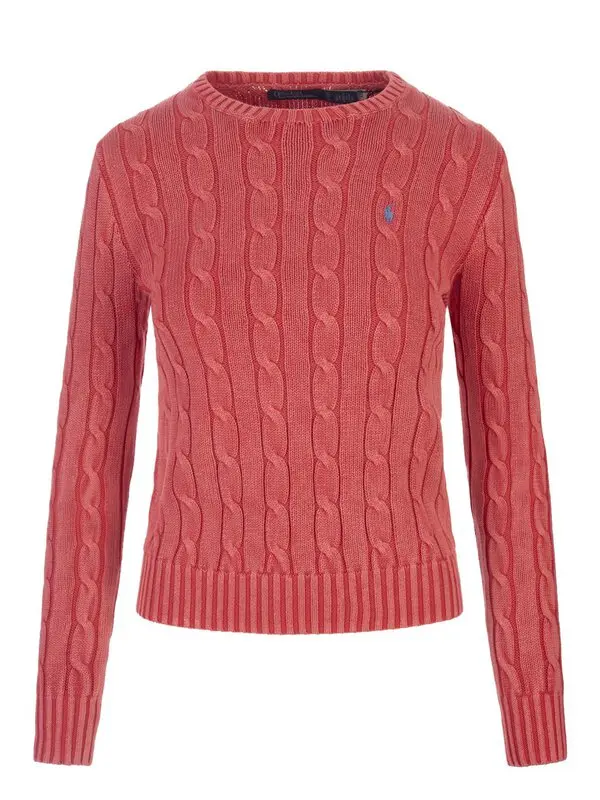 Polo Ralph Lauren Embroidered Cable-knit Jumper - Red