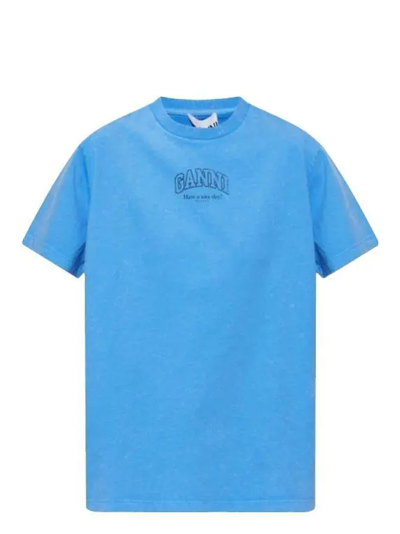 GANNI Logo Print T-shirt - Blue