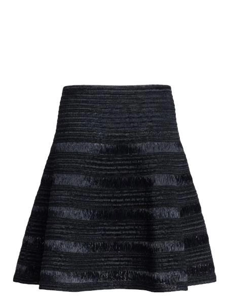 Alaïa Knitted Raffia Skirt - Black