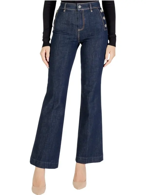 Guess Belted High-rise Bootcut Jeans - Black