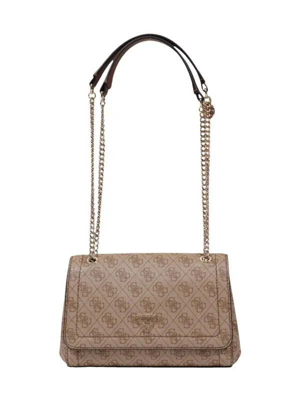 Guess Monogram Chain Satchel - Brown
