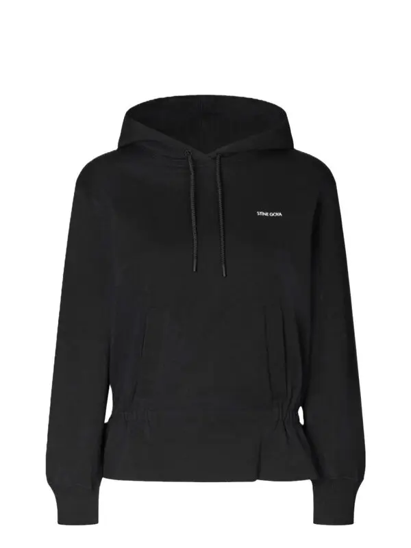 Stine Goya Ruffled-hem Hoodie - Black