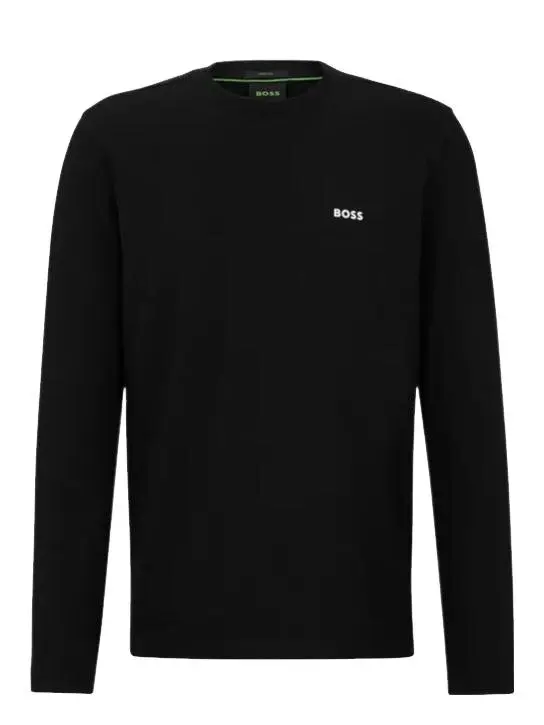 Hugo Boss Contrast-logo Stretch Long-sleeved T-shirt - Black