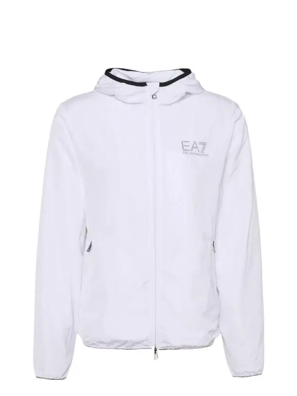 EA7 Logo Detail Hooded Jacket - White