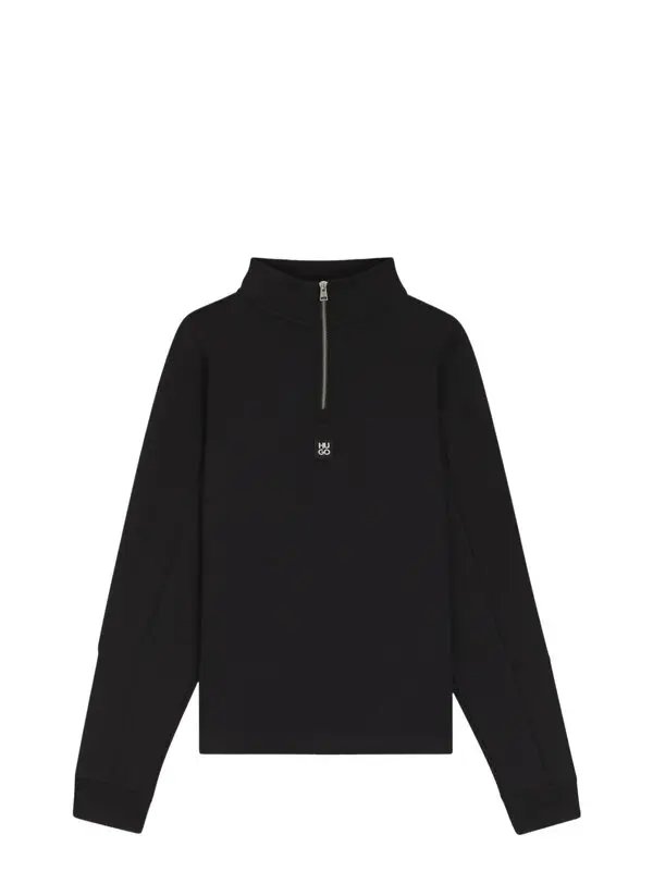 Hugo Boss Quarter Zip Panel Sweater - Black