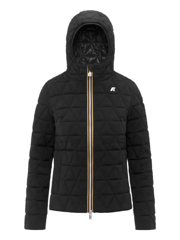 K-WAY Hooded Quilted Zip-up Jacket - Black