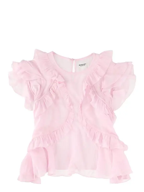 Isabel Marant Étoile Nalou" Ruffled Short Sleeve Top - Pink