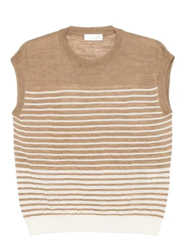 ROBERTO COLLINA Striped Sleeveless Sweater - Nude