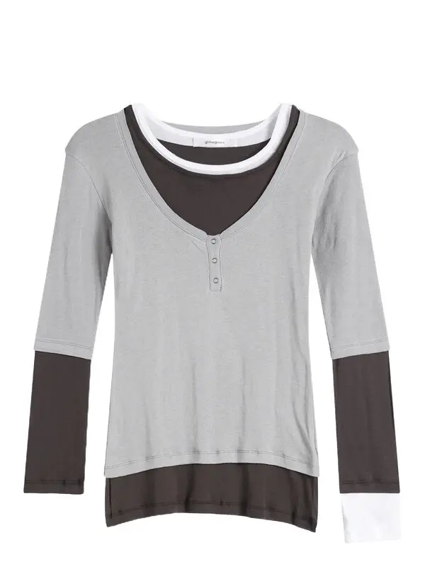 Gimaguas Layered Long Sleeve Dress - Gray