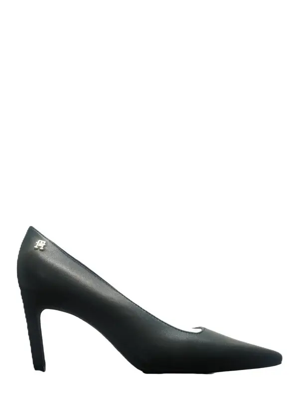 Tommy Hilfiger Pointed Logo Heeled Pumps - Black