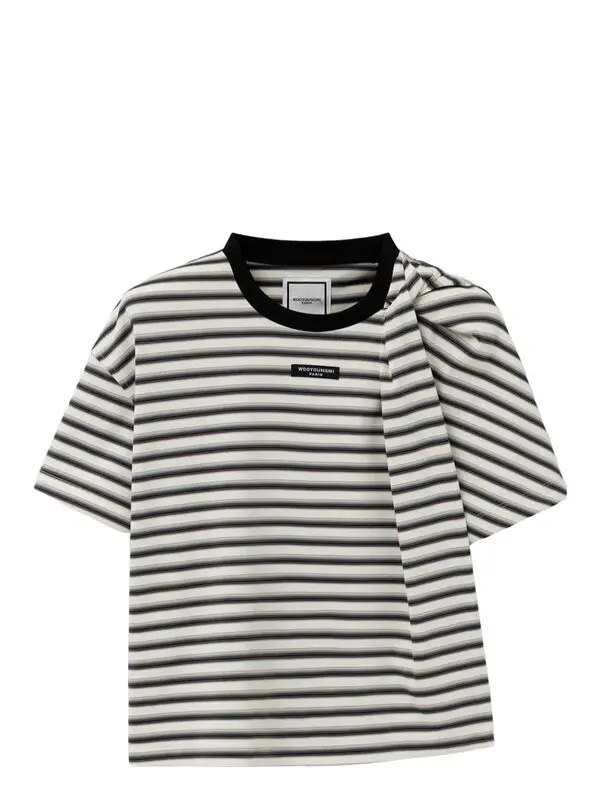 WOOYOUNGMI Striped Draped T-shirt - No