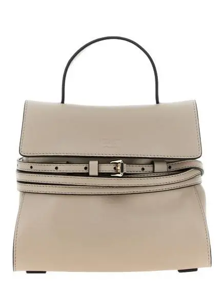 Moschino Tie Me Foldover Top Small Tote Bag - Beige