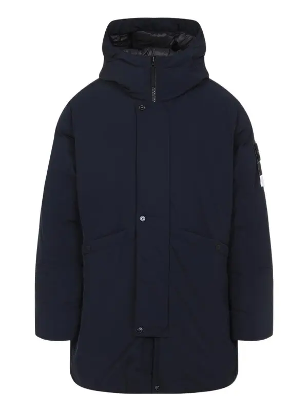 Stone Island Logo Patch Hooded Jacket - Blue
