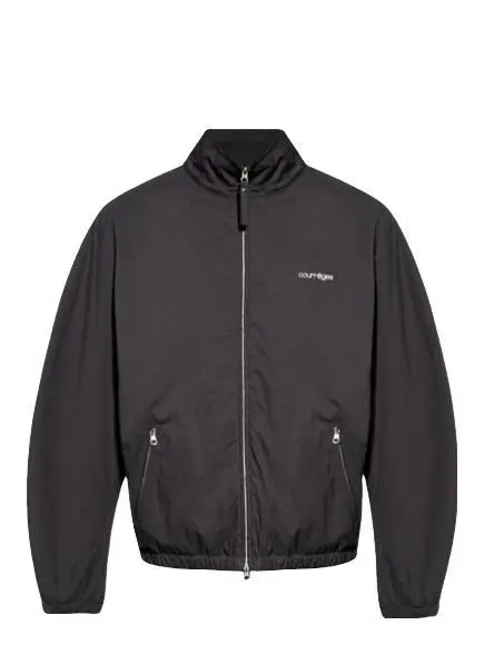 COURREGES Embroidered Logo Zip-up Jacket - Black