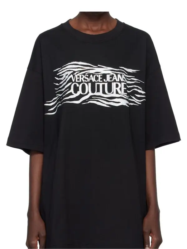 Versace Cotton T-shirt With Crystal Detailing - Black