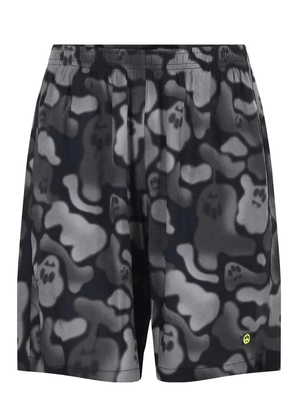 BARROW Allover Print Elasticated Waistband Shorts - Black