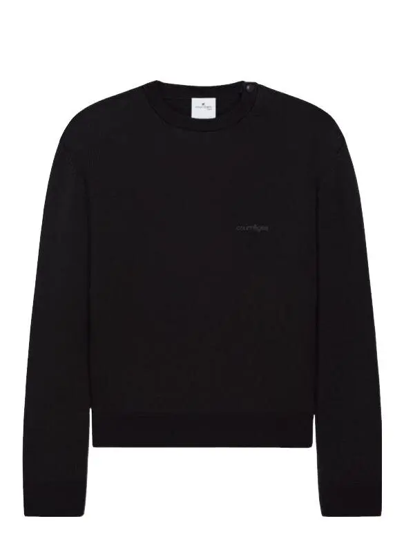 COURREGES Courrèges Crewneck Jumper With Embroidered Logo - Black