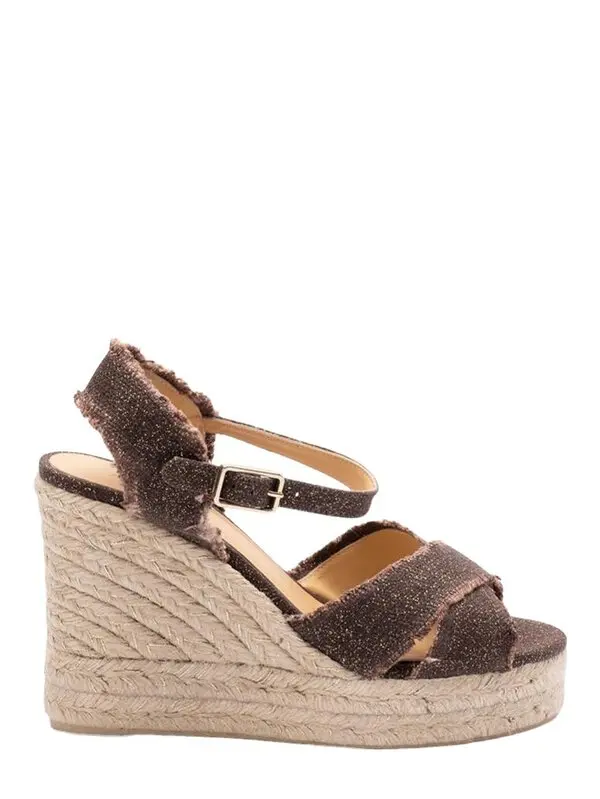CastaÑer Bromelia Frayed Wedge Espadrilles - Nude