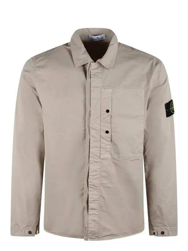 Stone Island Compass Patch Long-sleeved Overshirt - Nude