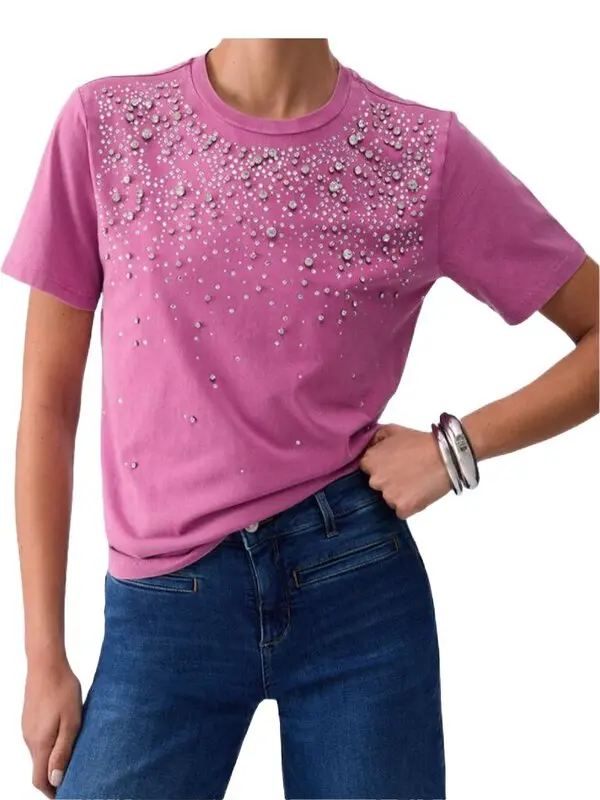 Liu Jo Embellished Round Neck T-shirt - Pink