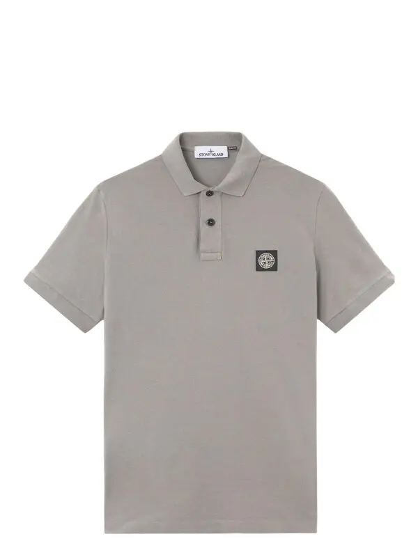 Stone Island Logo Patch Short-sleeved Polo Shirt - Cement