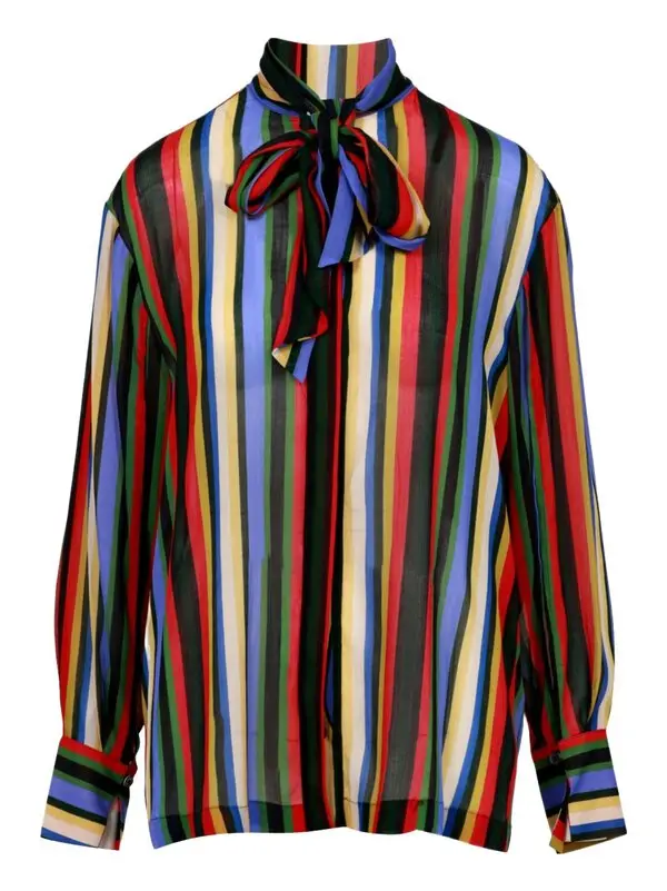 SEMICOUTURE Striped Long Sleeve Shirt - Black