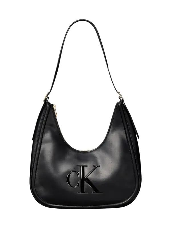 Calvin Klein Soft Touch Crescent Logo Hobo Bag - Black