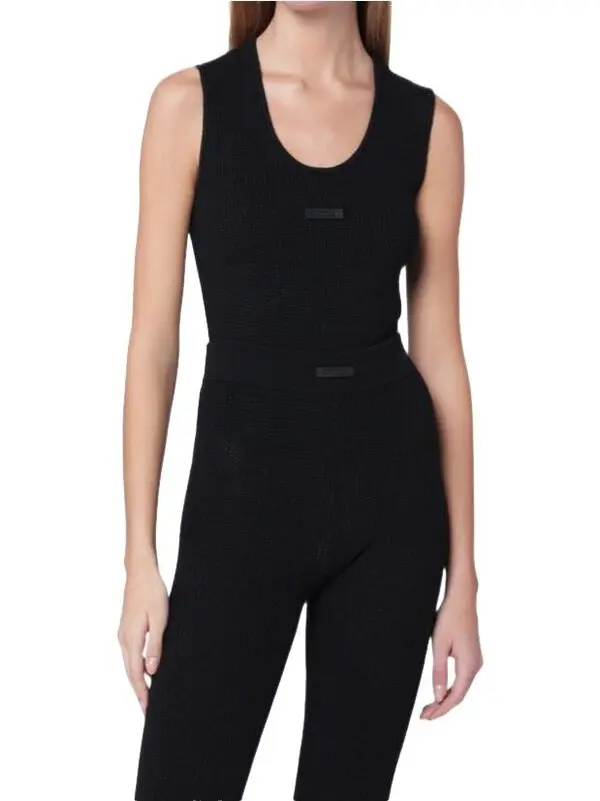 Fear Of God Ribbed Logo Patch Top - Black