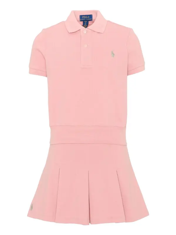 Ralph Lauren Short Sleeve Polo Shirt And Pleated Skirt Set - Pink