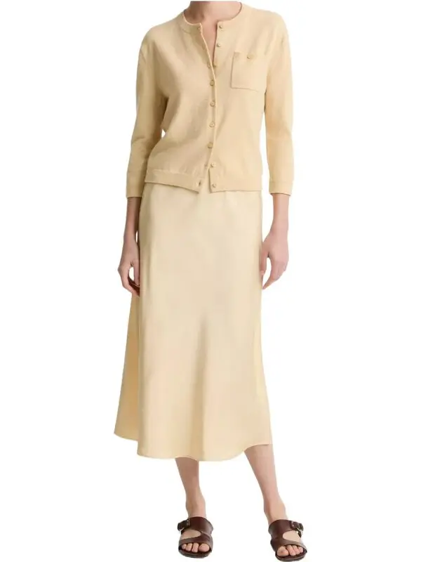 Vince Matte Satin Slip Midi Skirt - Chamomile