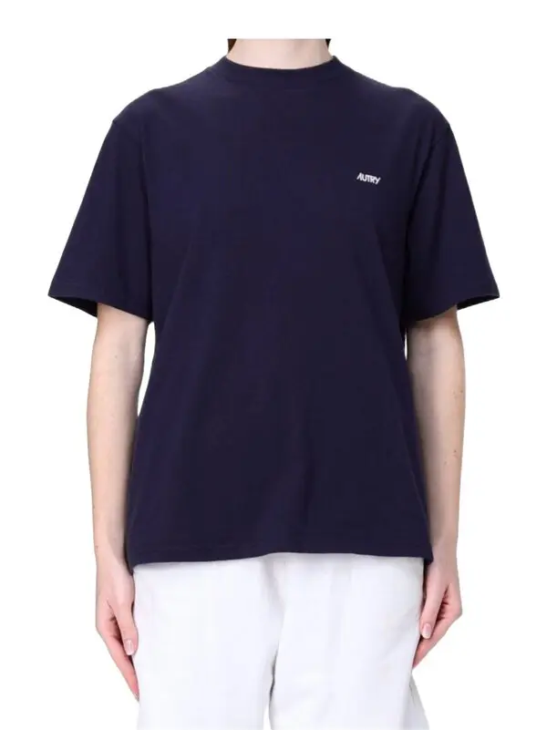 AUTRY Logo Embroidered Crewneck T-shirt - Blue