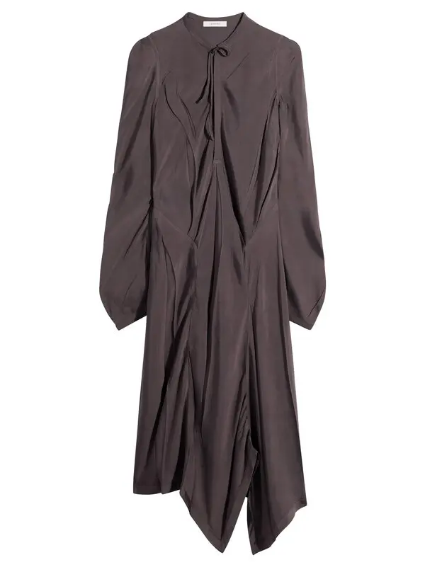 LEMAIRE Pleated Mandarin Collar Dress - Black