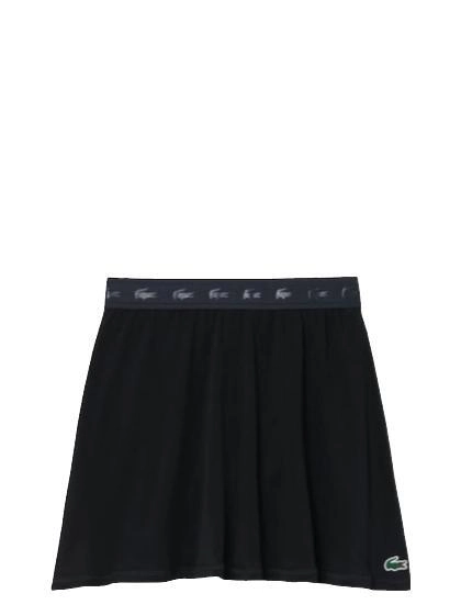 Lacoste Elastic Waist Midi Skirt With Logo Detail - Black