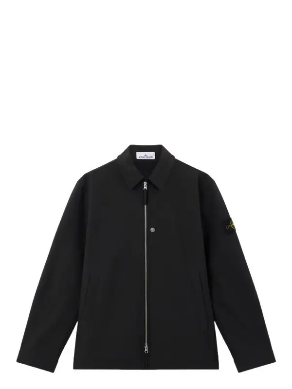 Stone Island Logo Patch Zip-up Jacket - Black