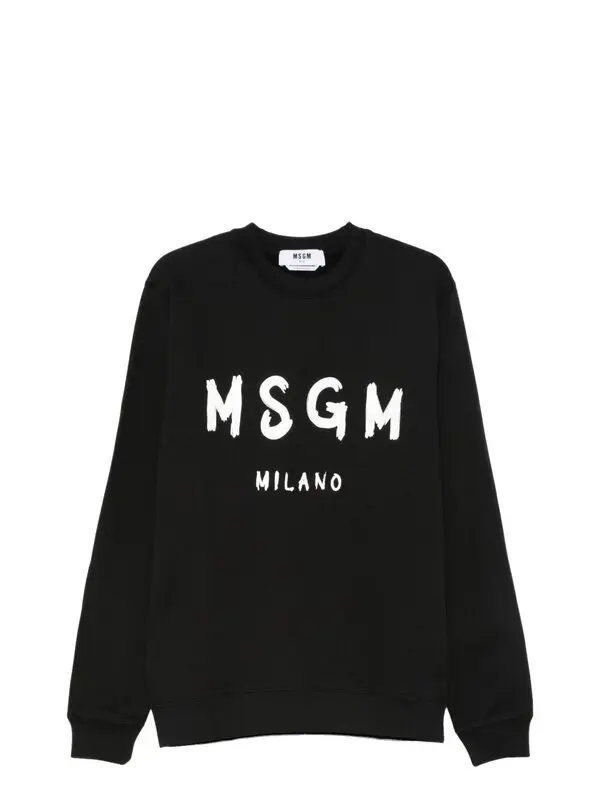 MSGM Logo Printed Crewneck Sweatshirt - Black