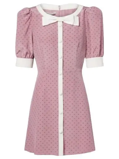 Alessandra Rich Polka-dot Silk Mini Dress With Bow Detail - Pink