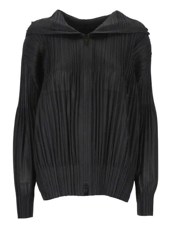 PLEATS PLEASE BY ISSEY MIYAKE Hooded Zip-up Blouse - Black