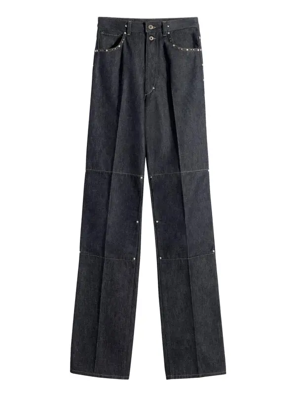 LEMAIRE Straight High-waisted Pants With Studs - Black