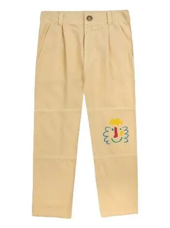 BOBO CHOSES Pattern Pants With Embroidered Face And Frayed Hem - Nude