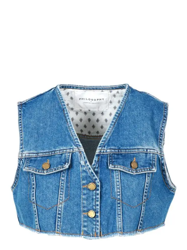 Philosophy Di Lorenzo Serafini V-neck Denim Vest - Blue